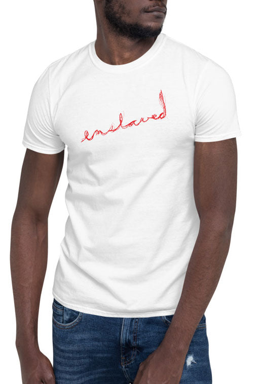 Scribble Logo Tee White+Red – ENSLAVED